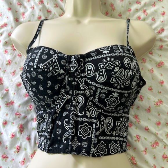 Tops | Sexy Black Bandana Crop Top | Poshmark